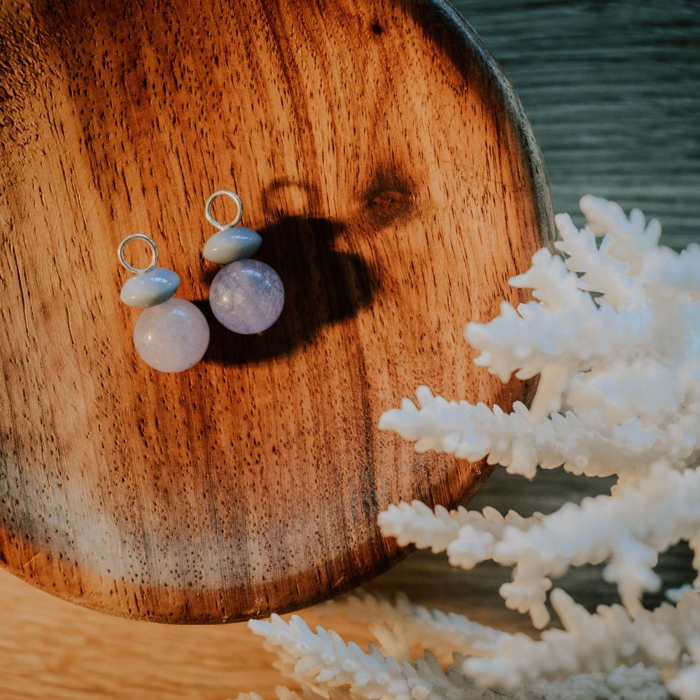 Dual Blue Charms – Per Pair – Olive Coral